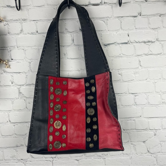 Chico's | Bags | Chicos Black And Red Leather Embellished Shoulder Bag ...